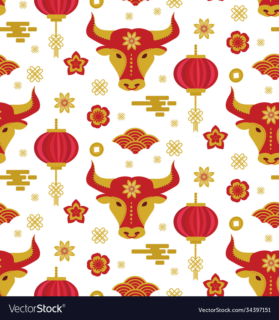 Chinese new year seamless pattern Royalty Free Vector Image