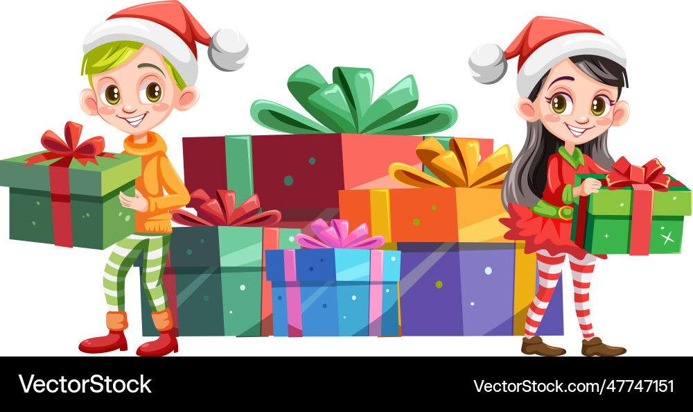 Christmas character with giveaway gift Royalty Free Vector