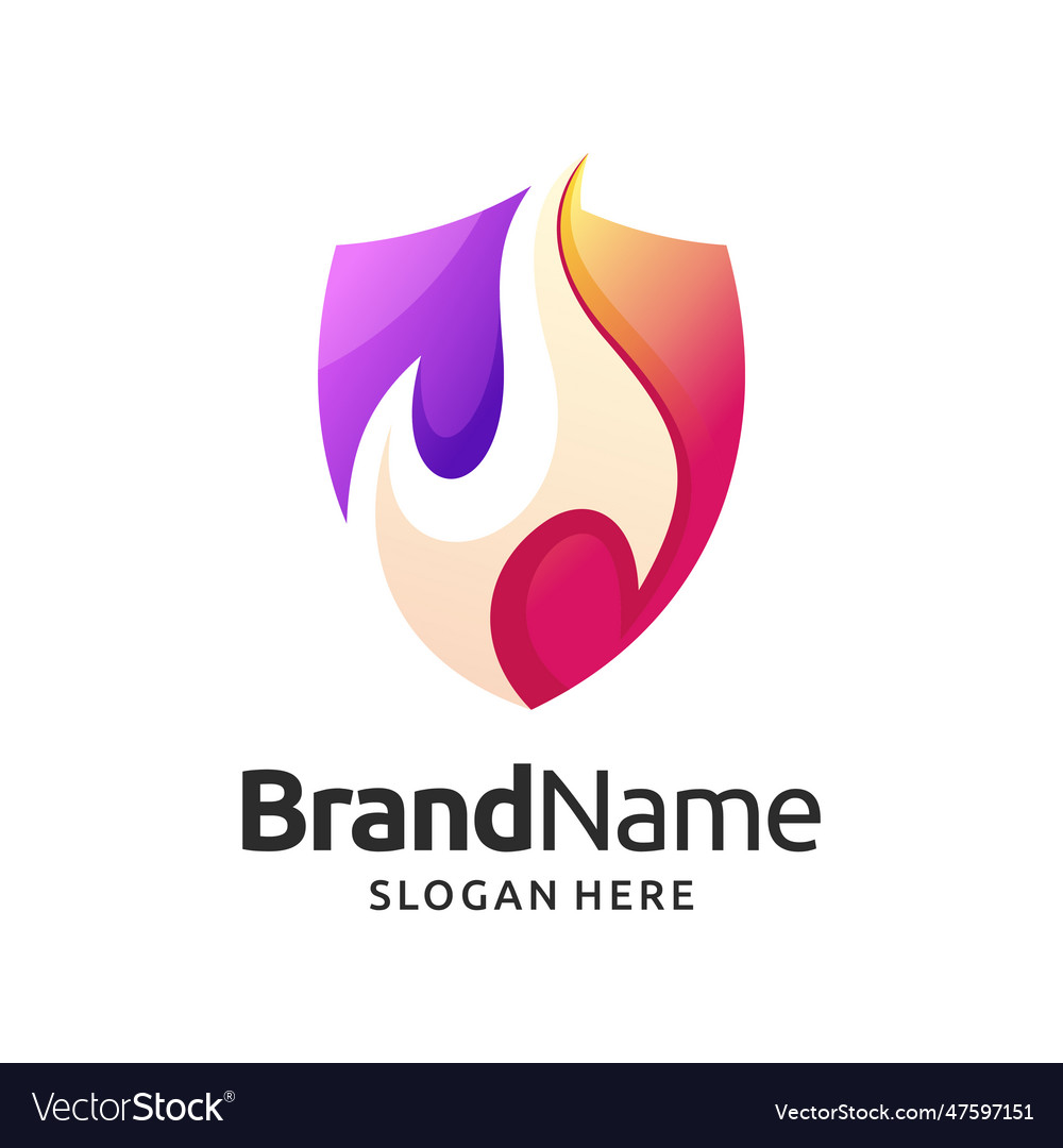 Fire shield logo template Royalty Free Vector Image