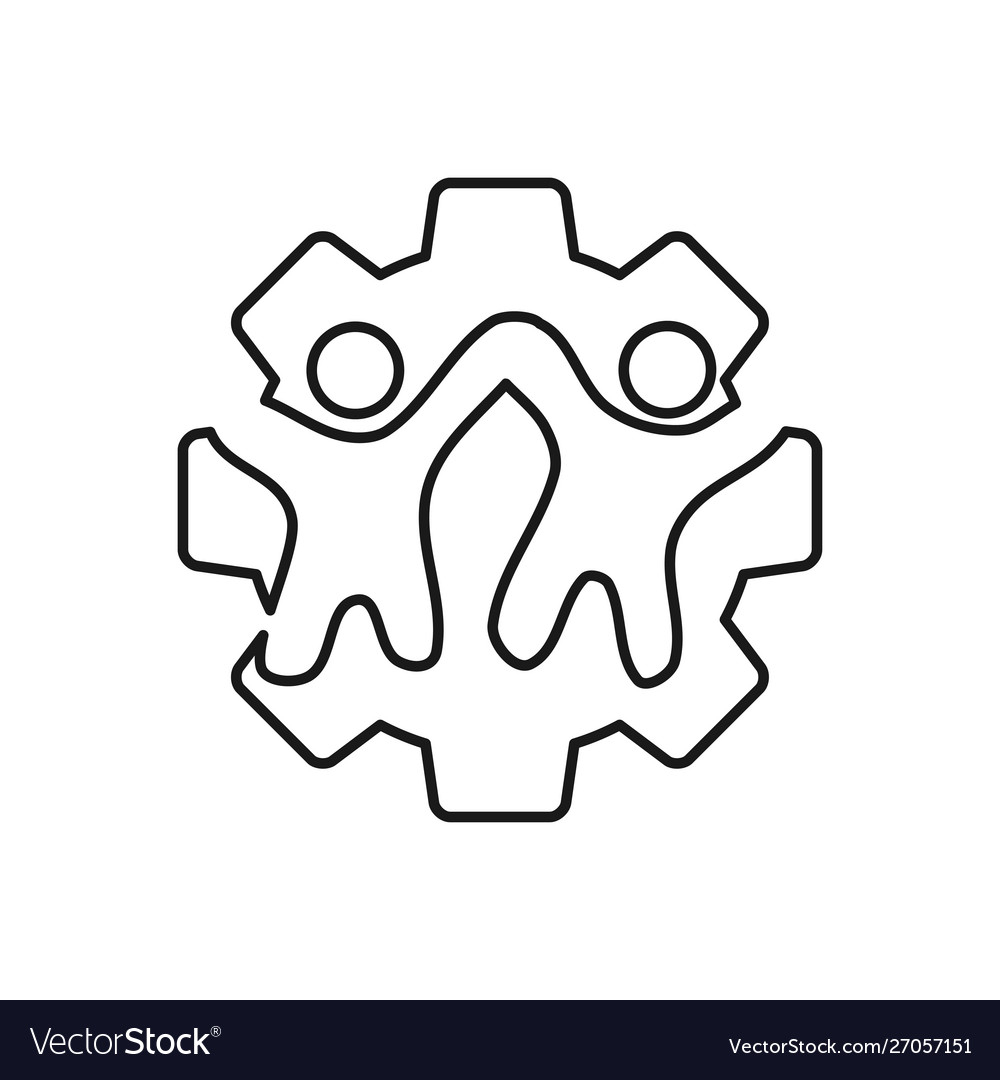 Gear machine commitment teamwork together outline Vector Image
