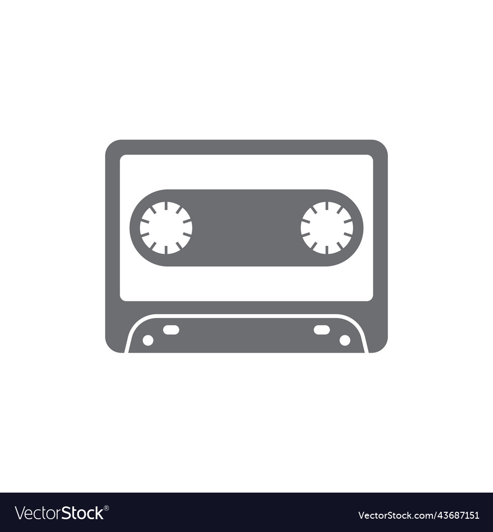 Grey cassette solid icon Royalty Free Vector Image