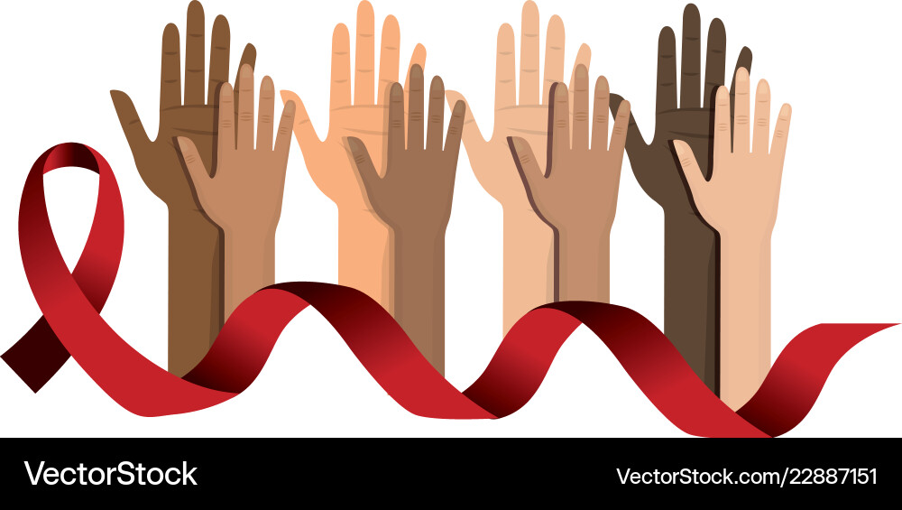 Hiv ribbon and hand design Royalty Free Vector Image