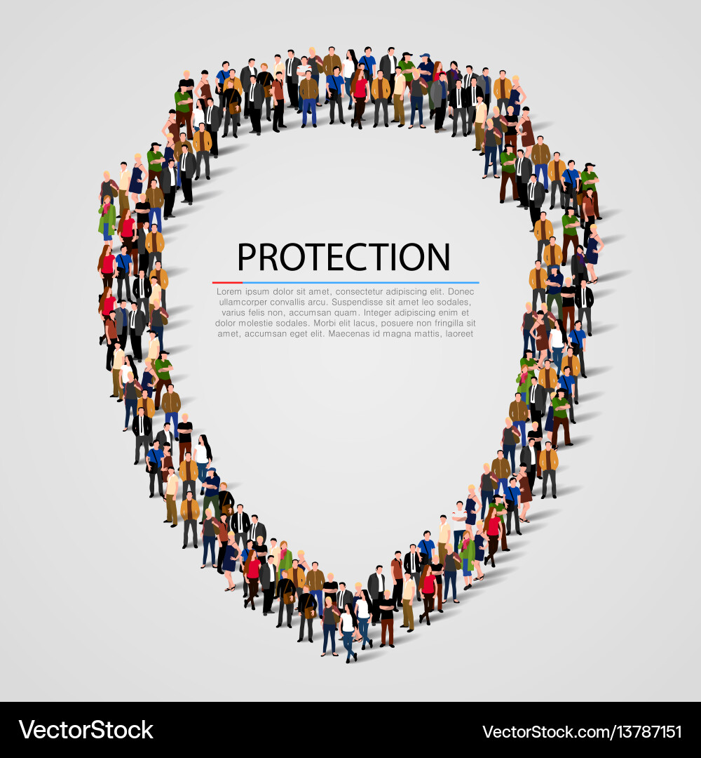 Large group of people in the shield shape Vector Image