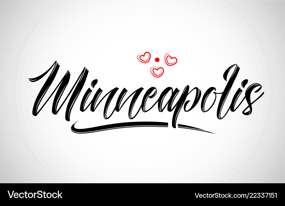 Minneapolis city design typography with red heart Vector Image