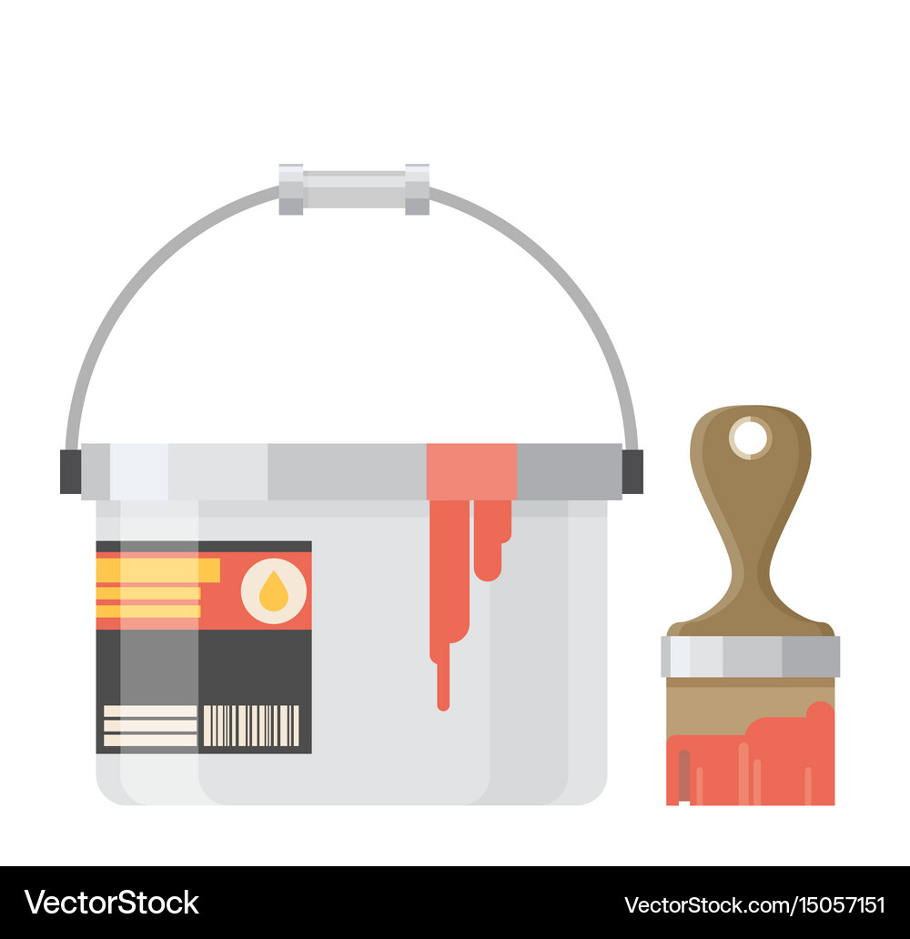 Paint Can and Brush Royalty Free Vector Image - VectorStock