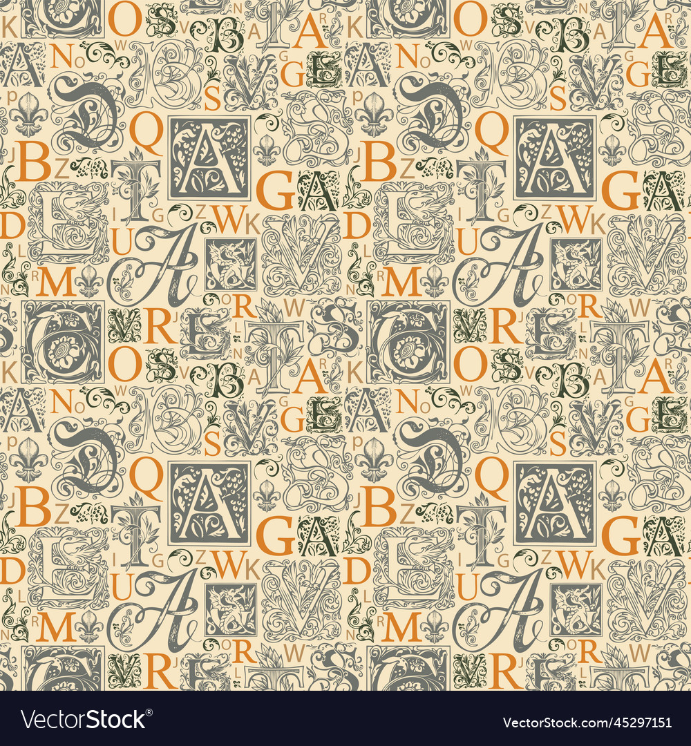 Seamless pattern with hand-drawn initial Vector Image