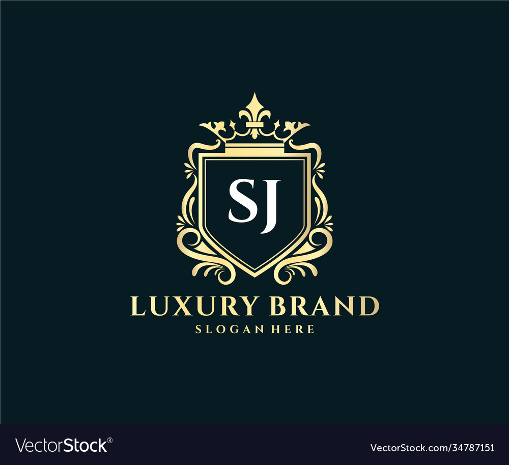 Sj initial letter gold calligraphic feminine Vector Image