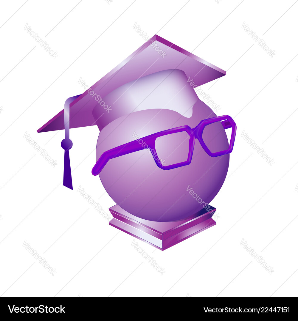 Square academic cap dressed on sphere purple Vector Image