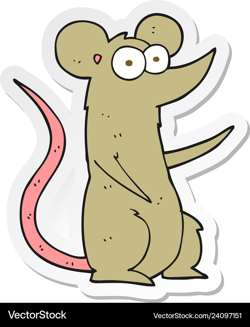 Sticker of a cartoon mouse Royalty Free Vector Image