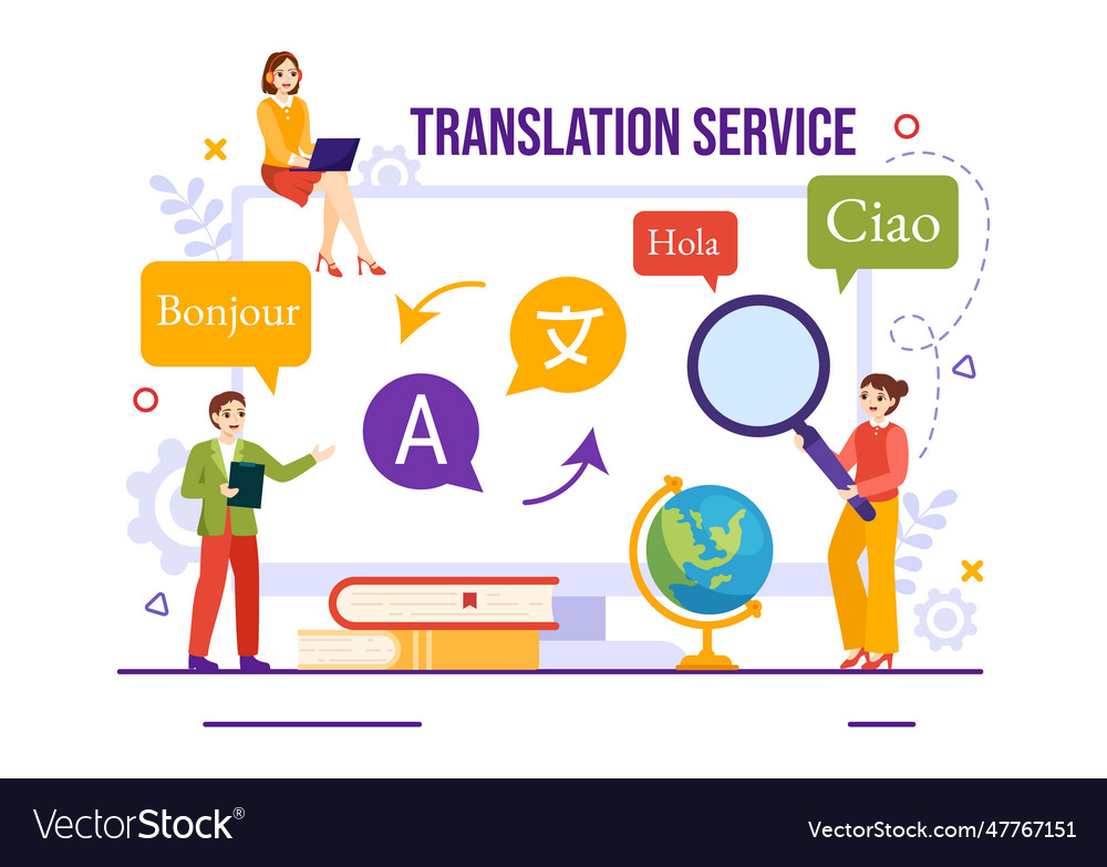 Translator service with language translation Vector Image