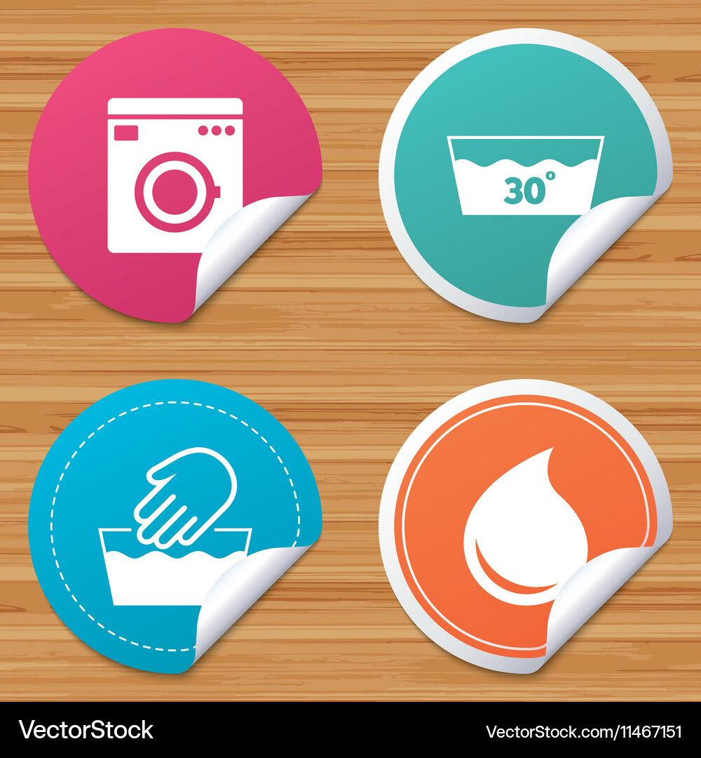 Wash icons machine washable at thirty degrees Vector Image
