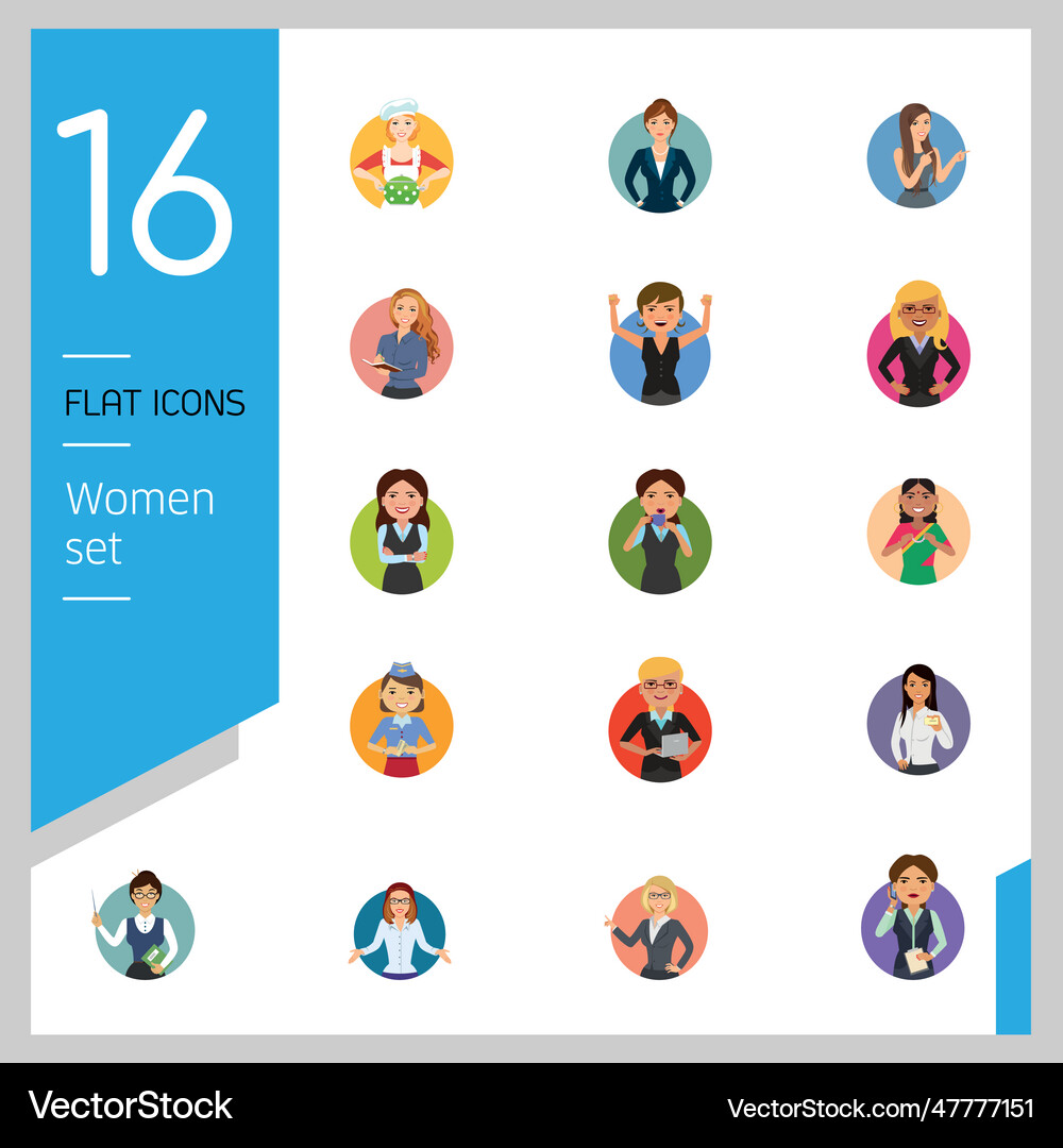 Women icons set Royalty Free Vector Image - VectorStock