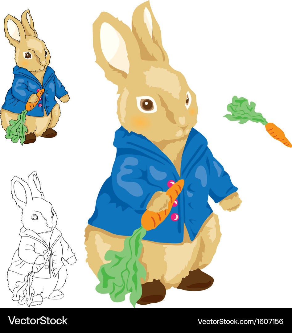 Blue Shirt Rabbit Holding Carrot Royalty Free Vector Image