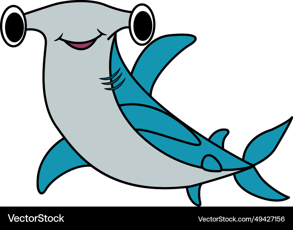 Cartoon hammerhead fish marine Royalty Free Vector Image