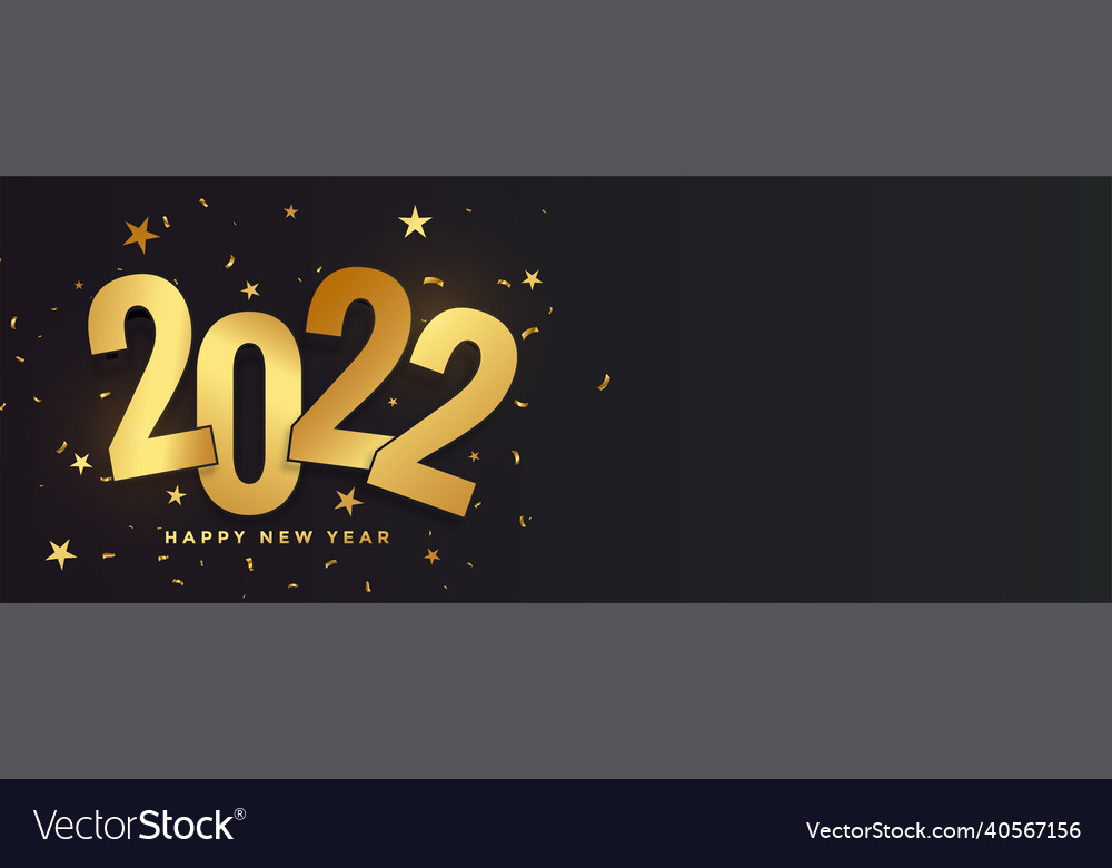Golden 2022 stylish new year celebration banner Vector Image