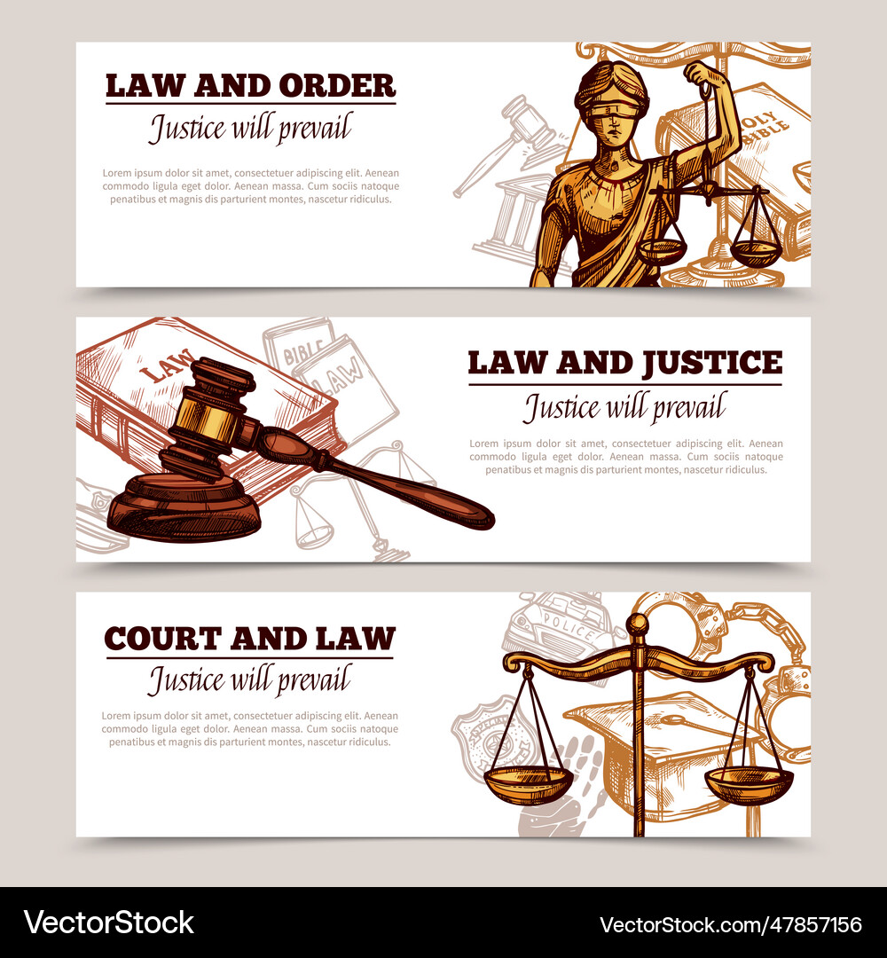 Horizontal law banners law banners Royalty Free Vector Image