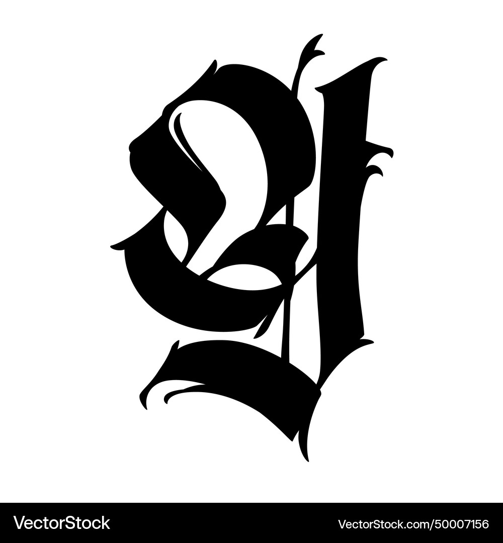 Letter y in the gothic style alphabet Royalty Free Vector
