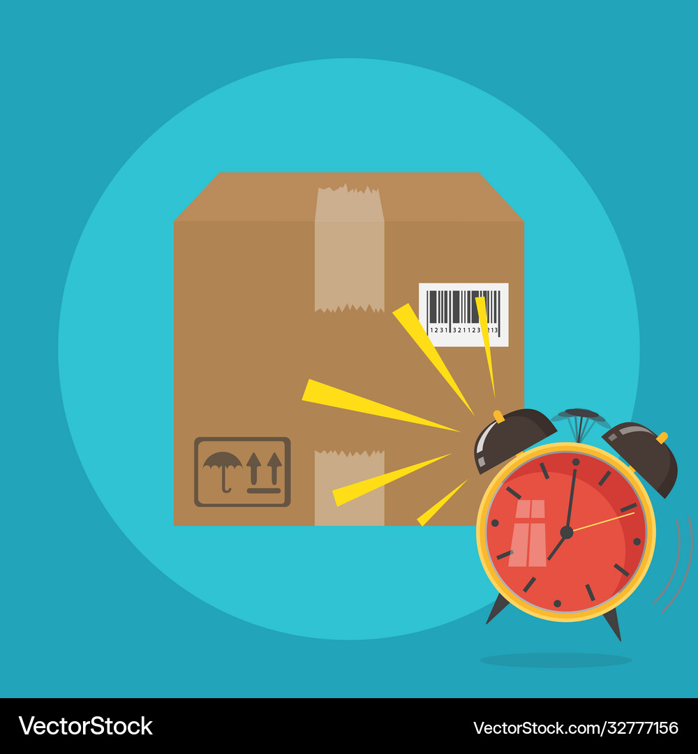 Parcel flat design isolated box container Vector Image