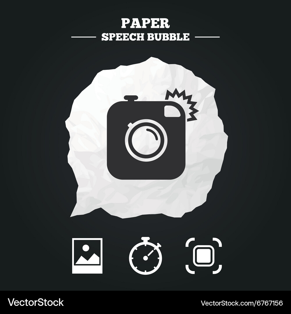 Photo camera icon autofocus zone and landscape Vector Image
