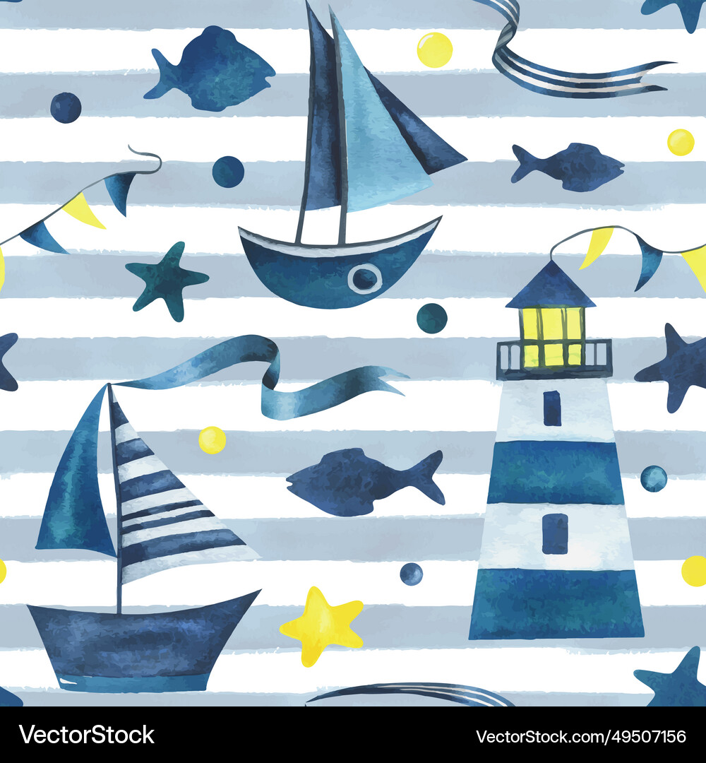 Sailing blue boats with a ribbon floating Vector Image