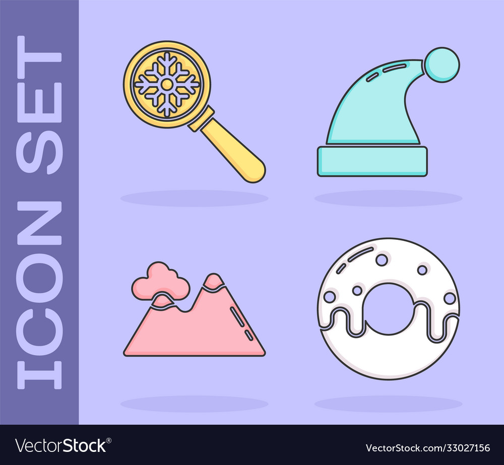 Set donut with sweet glaze magnifying glass Vector Image