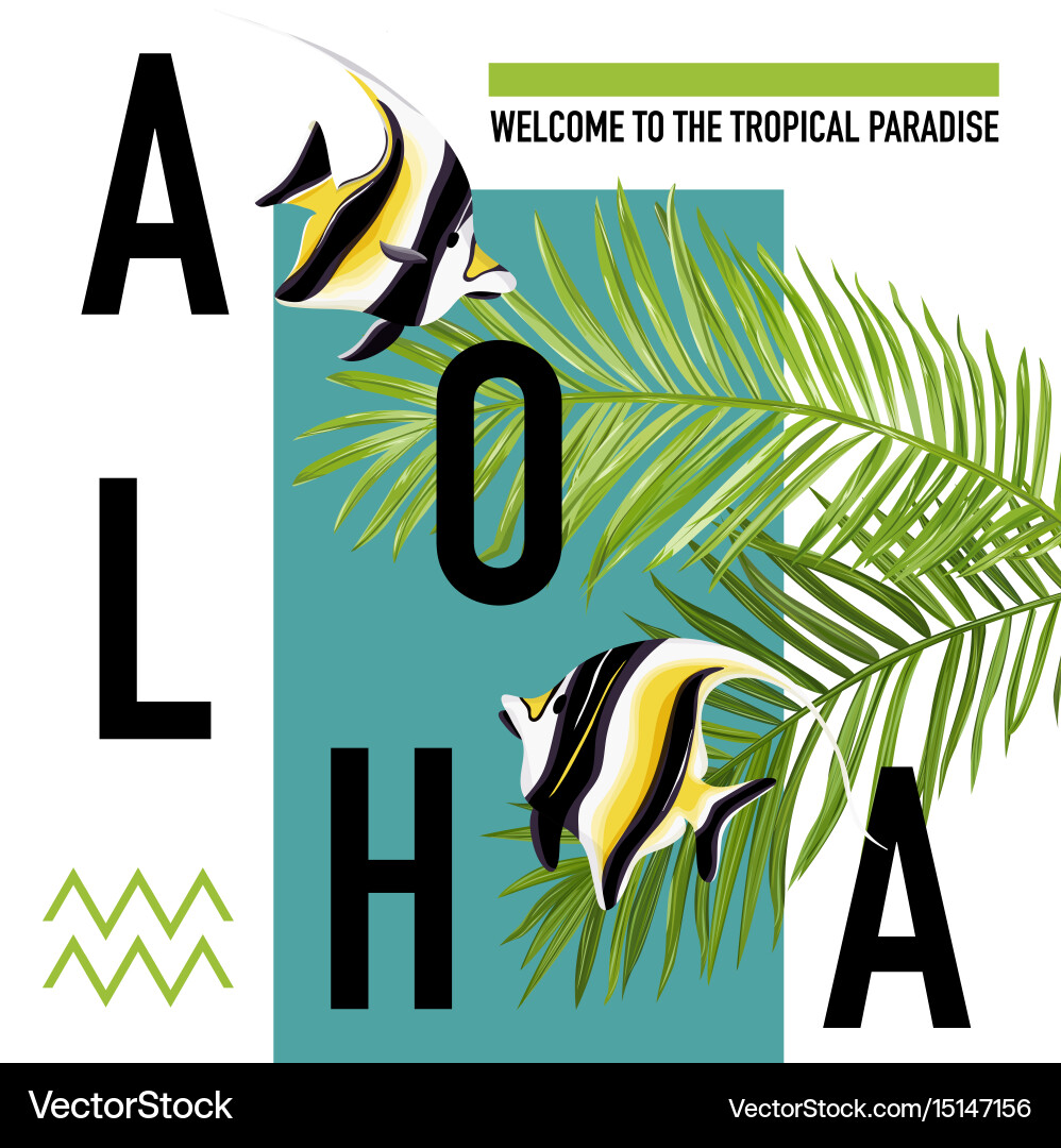 Tropical fish summer banner graphic background Vector Image