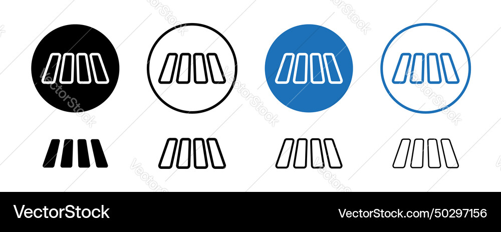 Zebra crossing icon set pedestrian safety Vector Image