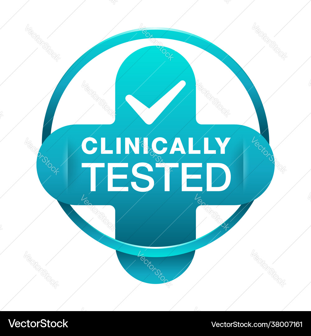 Clinically tested pictograph with cross and check Vector Image