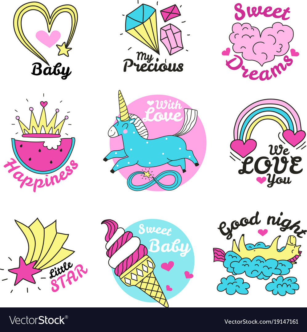 Cute magic emblems Royalty Free Vector Image - VectorStock