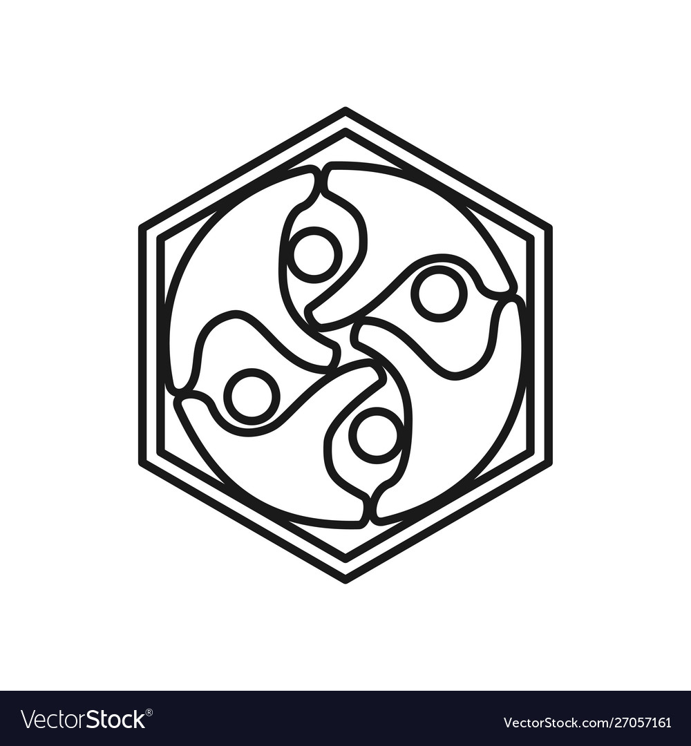 Hexagonal commitment teamwork together outline Vector Image