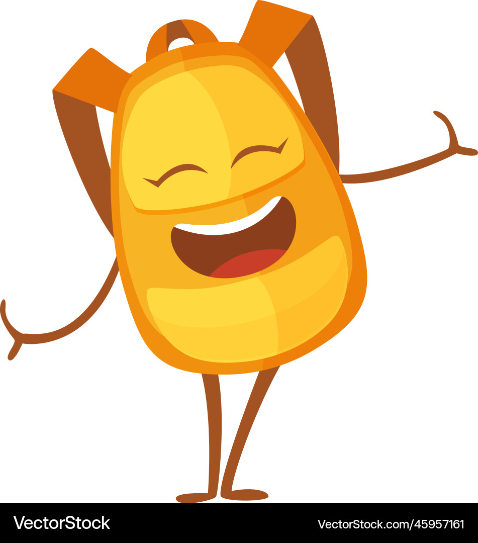 Joyful school mascot yellow backpack cartoon Vector Image