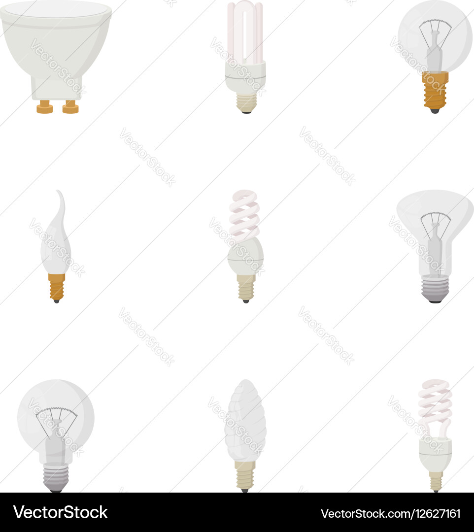 Lighting icons set cartoon style Royalty Free Vector Image