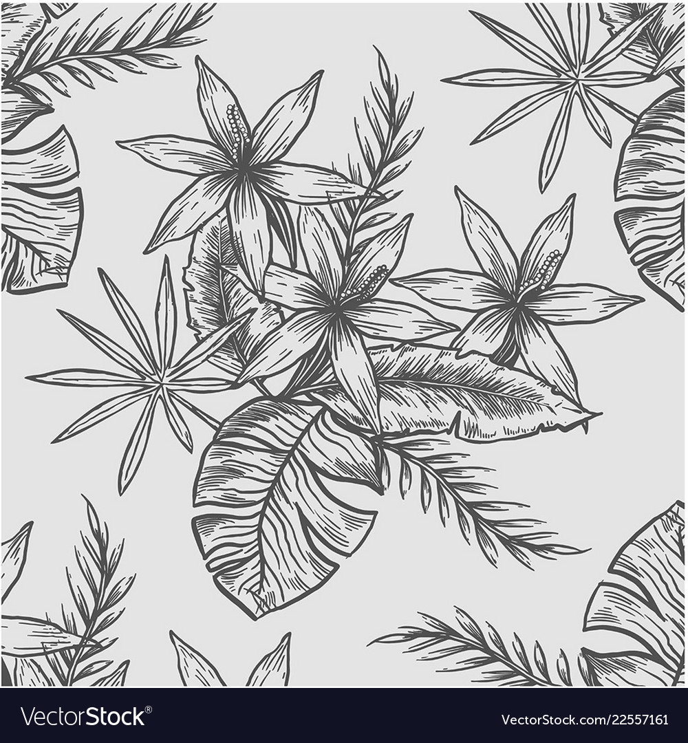 Line flower pattern Royalty Free Vector Image - VectorStock