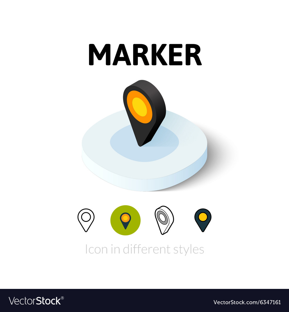 Marker icon in different style Royalty Free Vector Image