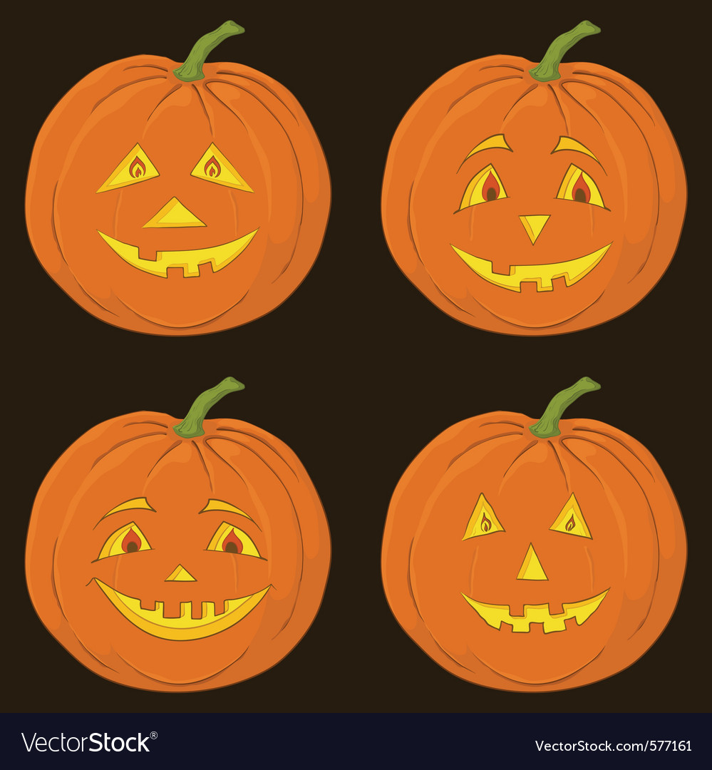 Pumpkin jack o lantern set Royalty Free Vector Image