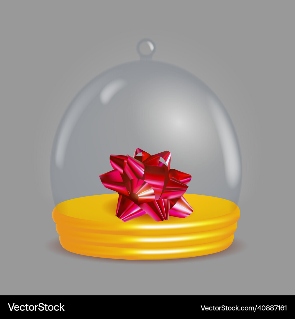 Red bow in transparent glass dome Royalty Free Vector Image