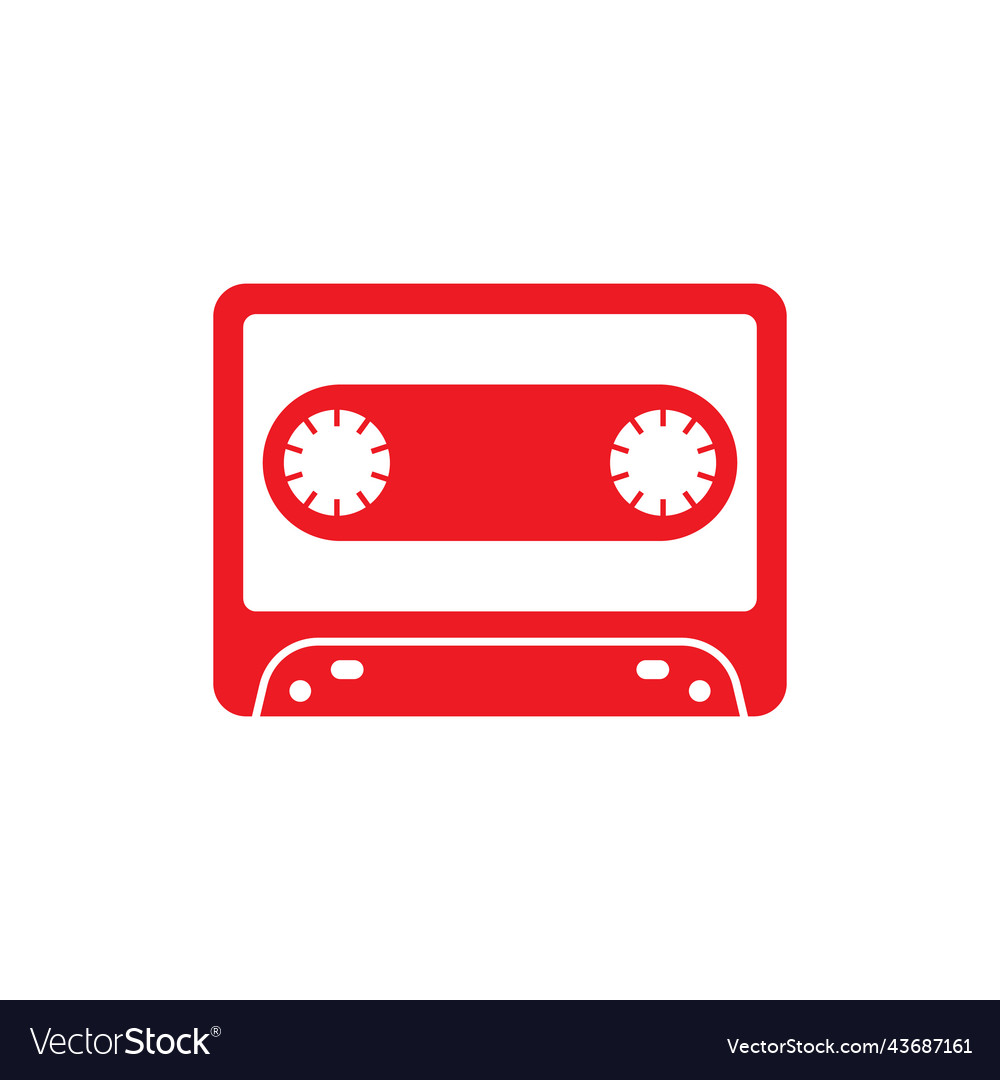 Red cassette solid icon Royalty Free Vector Image
