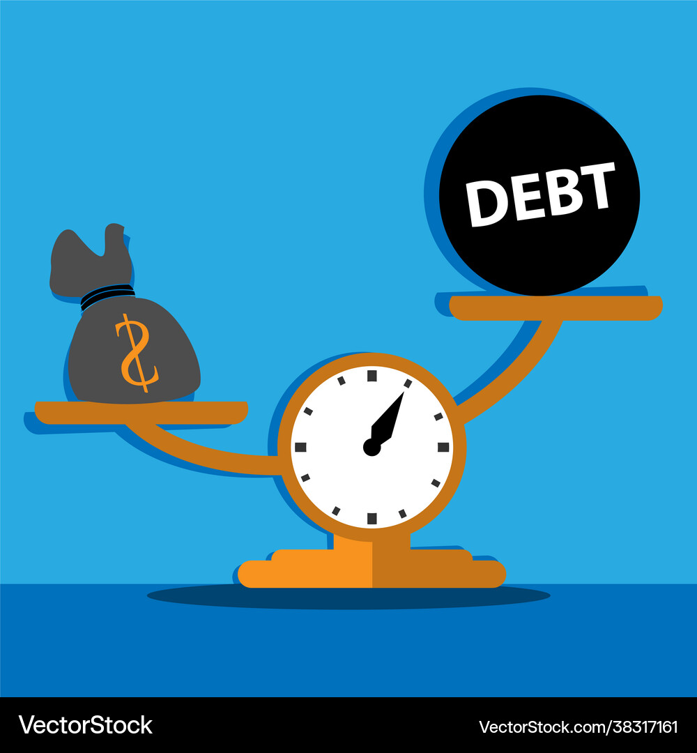 Scales between money and debt Royalty Free Vector Image