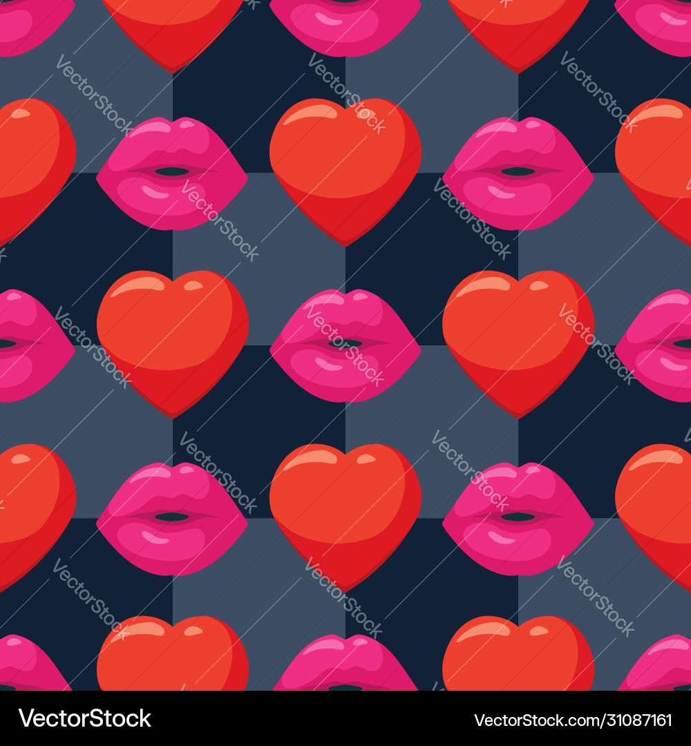Seamless background with woman pink lips Vector Image