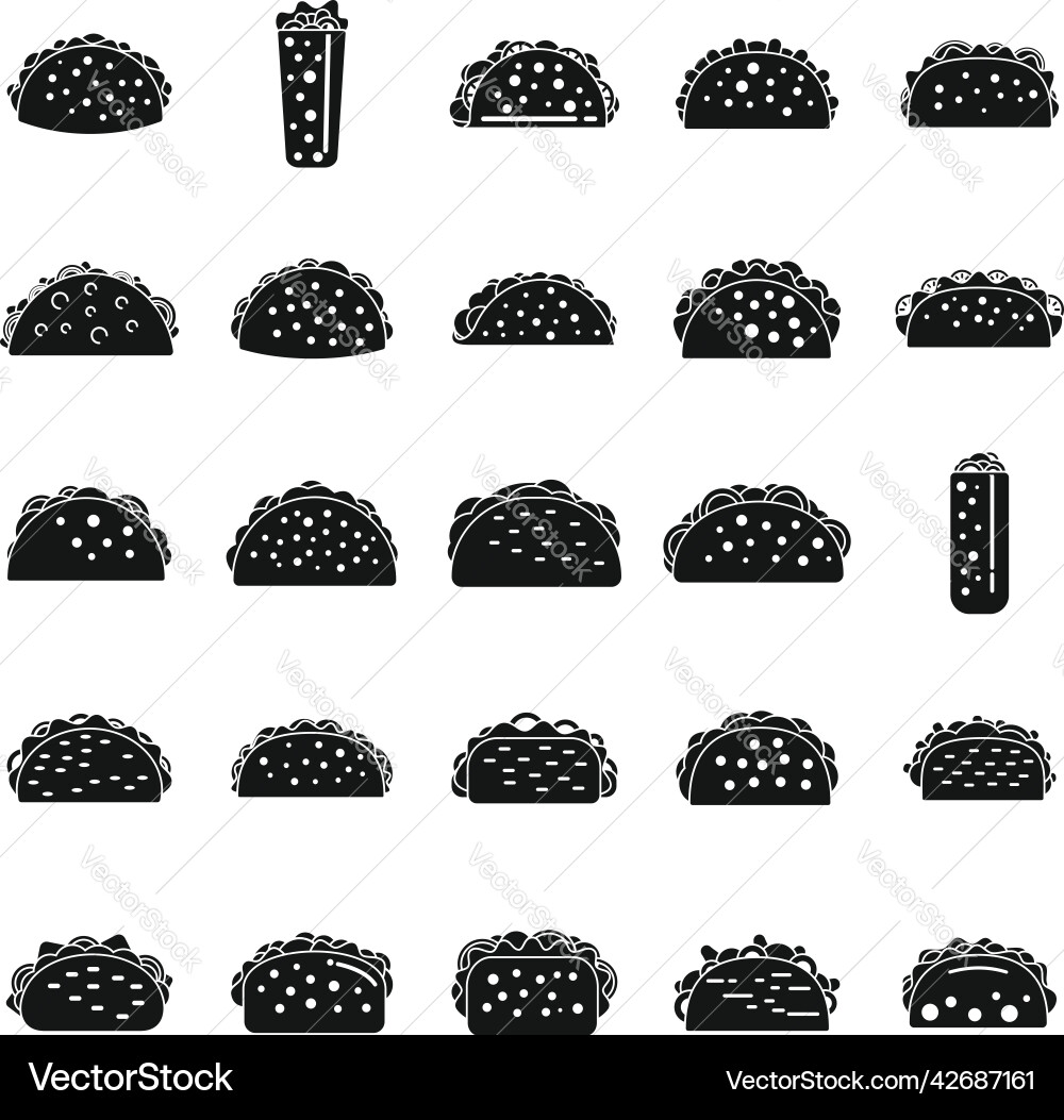 Tacos icons set simple food menu Royalty Free Vector Image