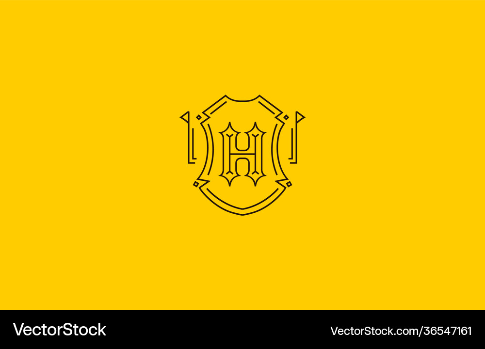 Vintage shield letter h logo design template Vector Image