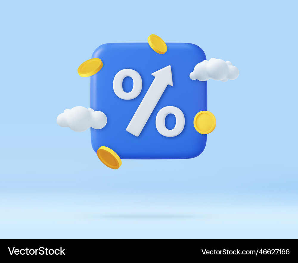 3d percent up arrow symbol icon Royalty Free Vector Image