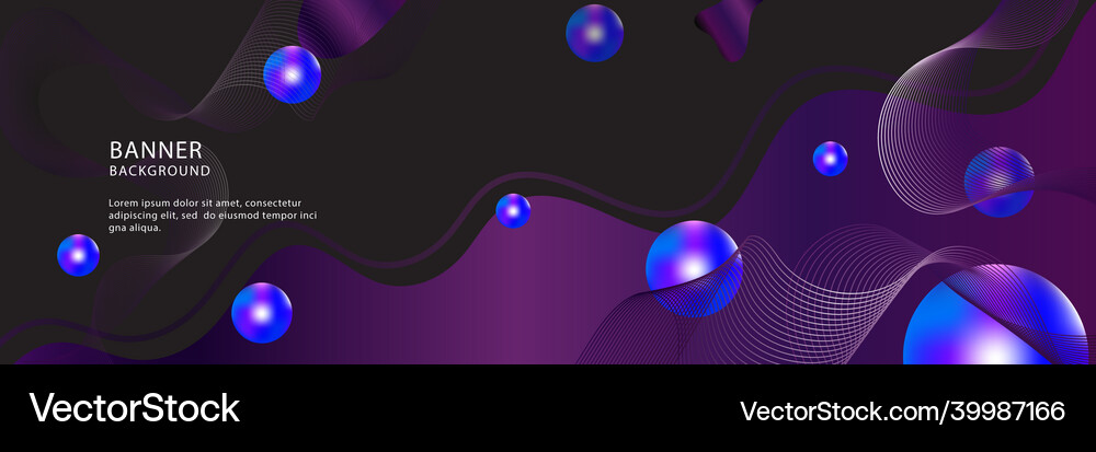 Abstract geometric purple wide banner layout Vector Image