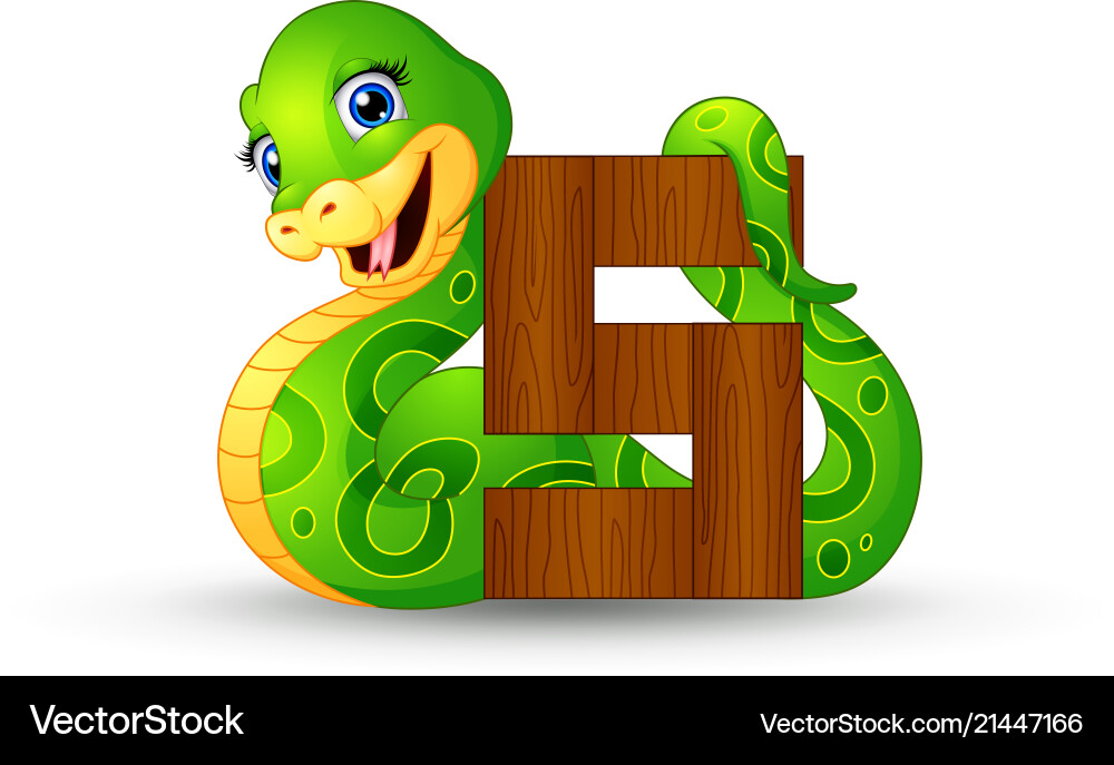 Alphabet s with snake cartoon Royalty Free Vector Image