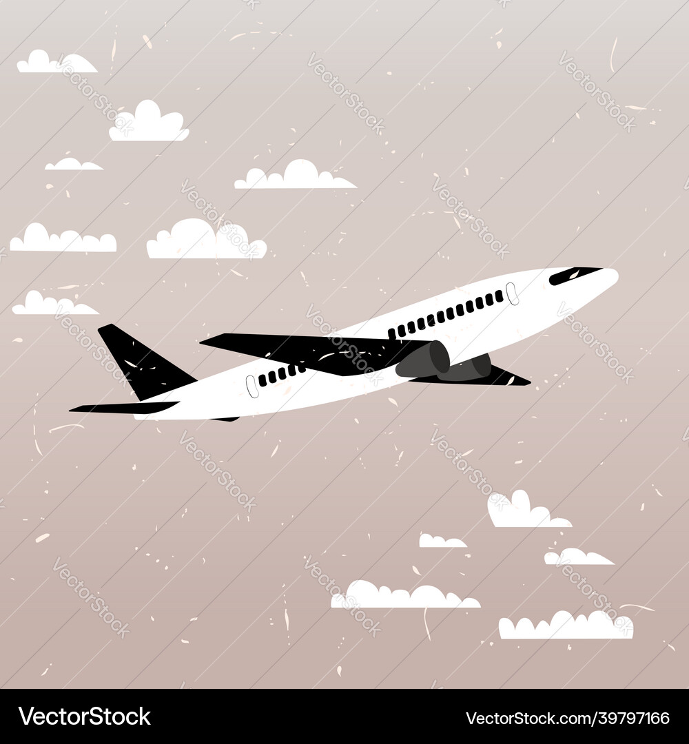 An airplane flying up in the sky Royalty Free Vector Image
