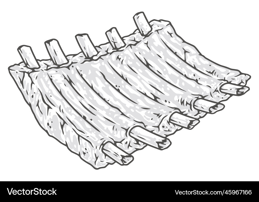 Beef ribs vintage label monochrome Royalty Free Vector Image