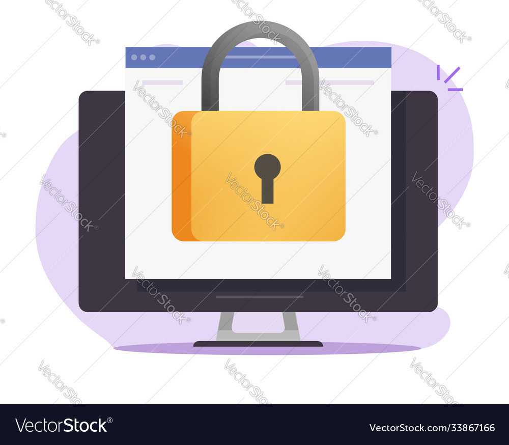 Computer secure online lock closed Royalty Free Vector Image