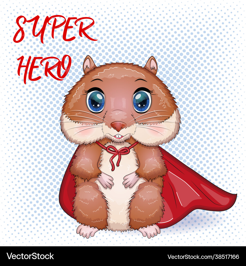 Cute hamster superhero cartoon characters Vector Image