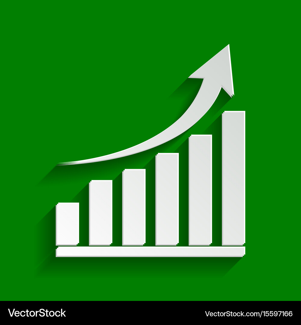 Growing graph sign paper whitish icon Royalty Free Vector