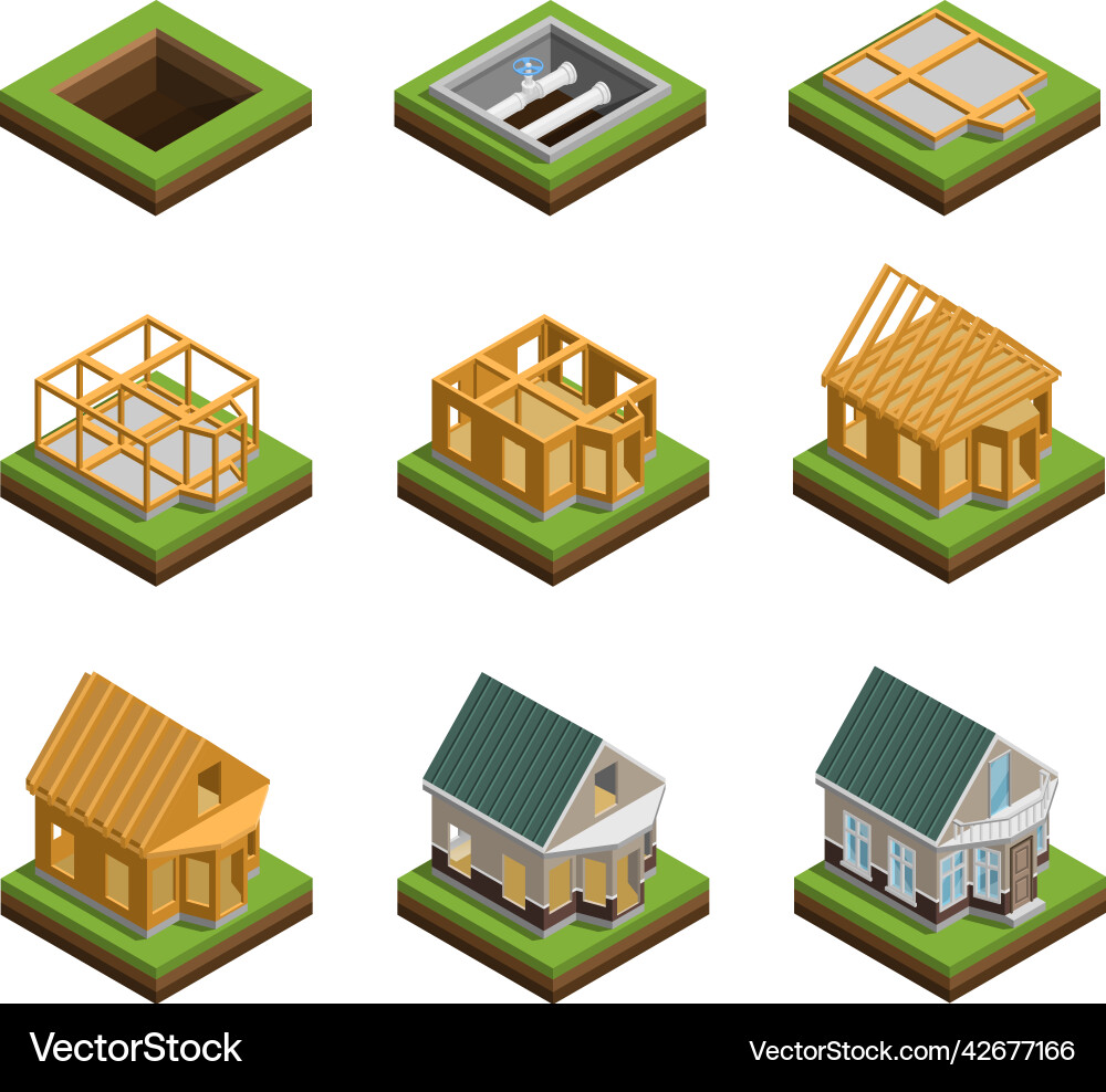 House construction icons set Royalty Free Vector Image
